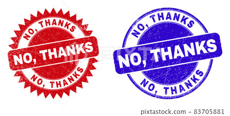 NO, THANKS Rounded and Rosette Stamps with... - Stock Illustration ...