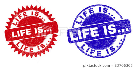 LIFE IS... Round and Rosette Seals with...-插圖素材 [83706305] - PIXTA圖庫