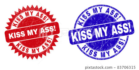 KISS MY ASS Round and Rosette Stamps with...-插圖素材 [83706315] - PIXTA圖庫