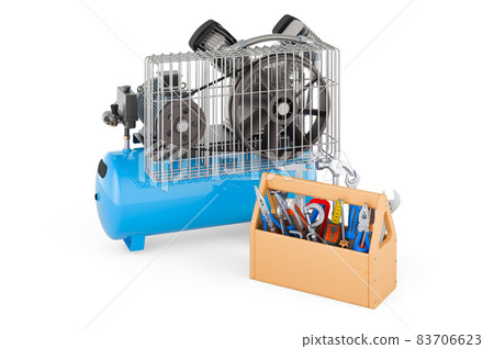 Air compressor with toolbox. Service and repair... - Stock Illustration ...