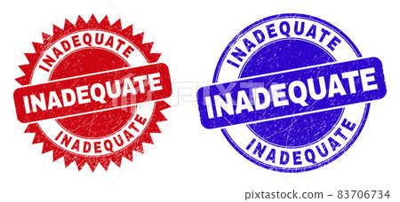 INADEQUATE Rounded and Rosette Stamp Seals with... - Stock Illustration ...