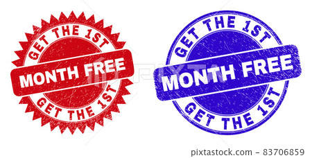 GET THE 1ST MONTH FREE Round and Rosette Stamps... - Stock Illustration ...