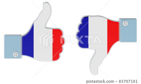 French flag painted on the hand with thumb up... - Stock Illustration ...