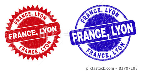 FRANCE, LYON Round and Rosette Stamp Seals with... - Stock Illustration ...