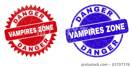 DANGER VAMPIRES ZONE Round and Rosette Seals... - Stock Illustration ...