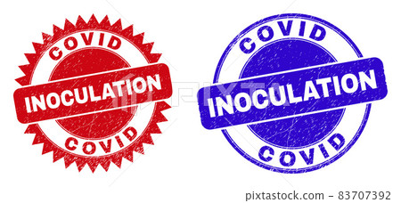 COVID INOCULATION Rounded and Rosette Stamps... - Stock Illustration ...