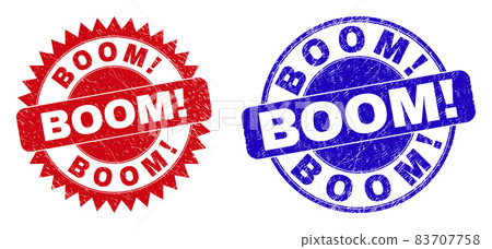 BOOM Round and Rosette Stamp Seals with... - Stock Illustration ...