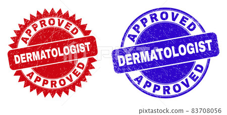 APPROVED DERMATOLOGIST Round and Rosette Stamp... - Stock Illustration ...