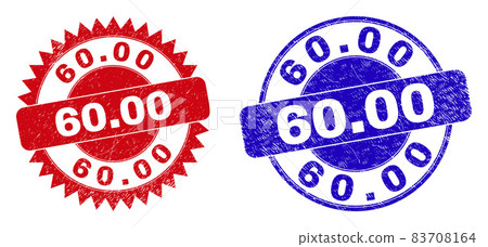 60.00 Rounded and Rosette Stamps with Scratched... - Stock Illustration ...