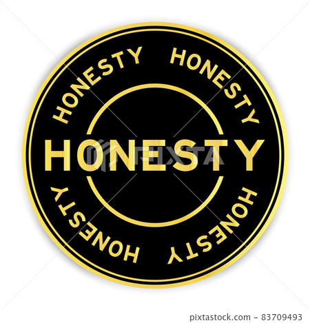 Black and gold color round label sticker with... - Stock Illustration ...