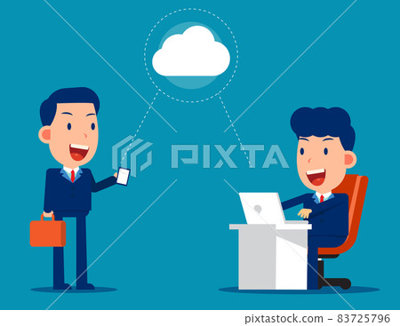 Cloud computing concept. Business cartoon... - Stock Illustration ...