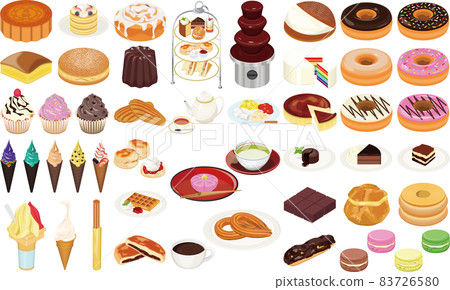 Illustrations of popular sweets and sweets in... - Stock Illustration ...