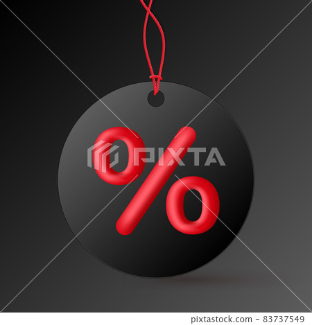 Black label with 3d modern red Percent icon... - Stock Illustration ...
