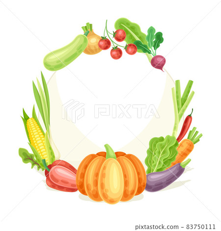 Bright Round Vegetable Frame with Ripe and... - Stock Illustration ...
