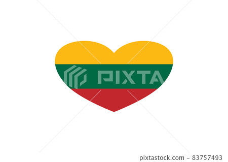 Lithuania flag in the heart shape. Isolated on... - Stock Illustration ...