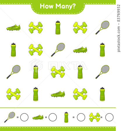 Counting game, how many Water Bottle, Tennis... - Stock Illustration ...
