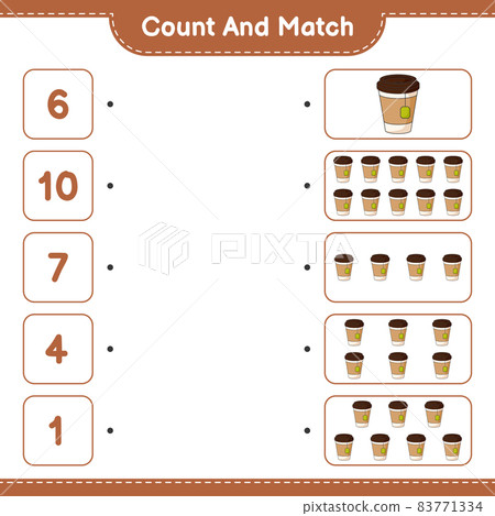 Count and match, count the number of Tea Cup... - Stock Illustration ...