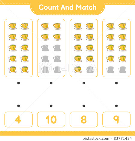 Count and match, count the number of Tea Cup... - Stock Illustration ...