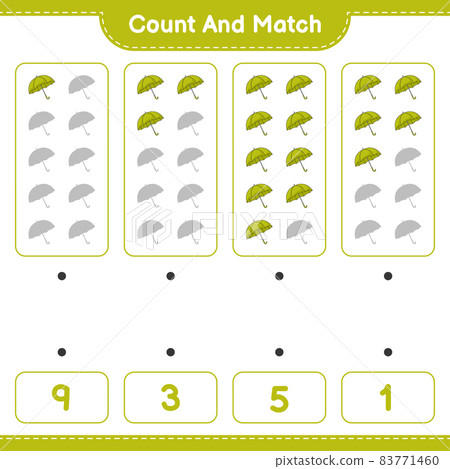 Count and match, count the number of Umbrella... - Stock Illustration ...