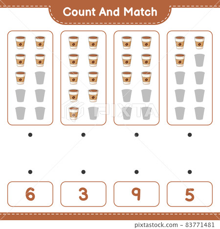 Count and match, count the number of Coffee Cup... - Stock Illustration ...