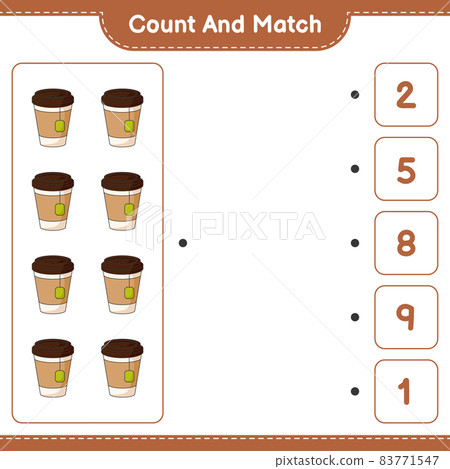 Count and match, count the number of Tea Cup... - Stock Illustration ...