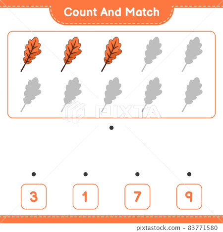 Count and match, count the number of Oak Leaf... - Stock Illustration ...