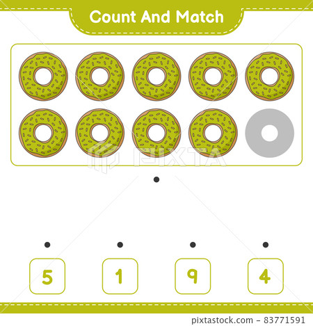 Count and match, count the number of Donut and... - Stock Illustration ...