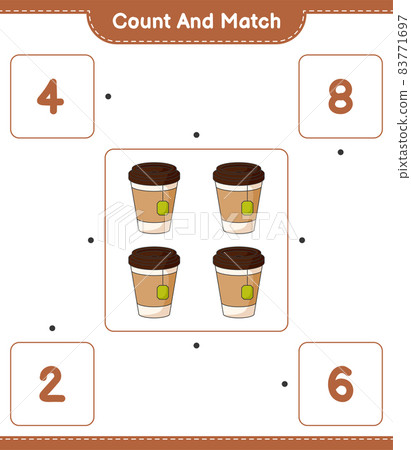 Count and match, count the number of Tea Cup... - Stock Illustration ...