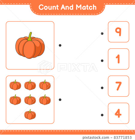 Count and match, count the number of Pumpkin... - Stock Illustration ...
