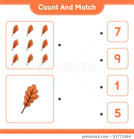 Count and match, count the number of Oak Leaf... - Stock Illustration ...