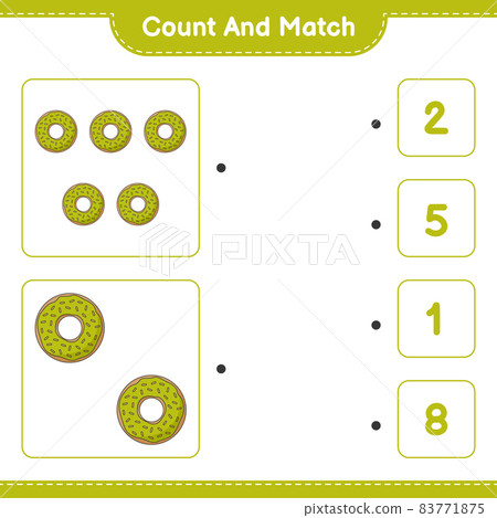 Count and match, count the number of Donut and... - Stock Illustration ...