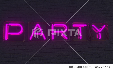 PARTY signboard made with glowing neon letters... - Stock Illustration ...