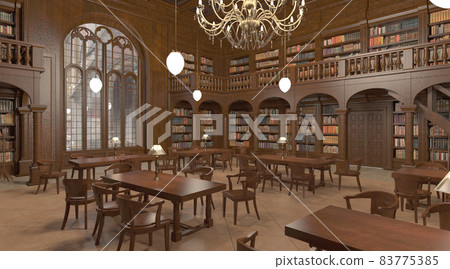 Victorian library room interior 3d illustration - Stock Illustration ...