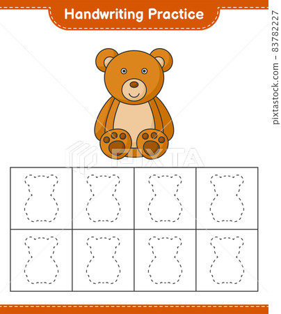 Handwriting practice. Tracing lines of Teddy... - Stock Illustration ...