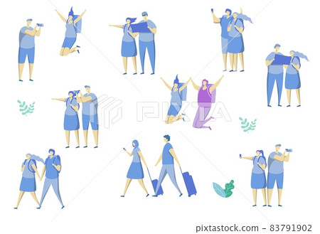 Travel couple icon set, vector flat isolated... - Stock Illustration ...