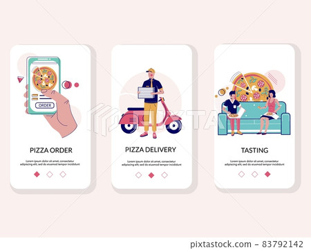 Pizza online mobile app onboarding screens... - Stock Illustration ...
