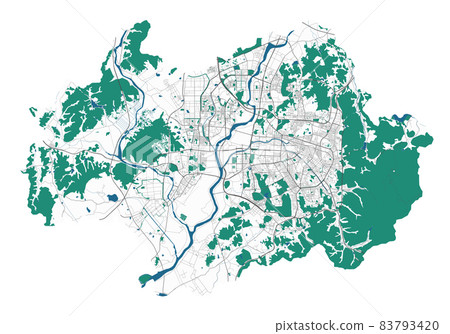 Gwangju vector map. Detailed map of Gwangju... - Stock Illustration ...