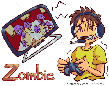 Men playing zombie games in fear - Stock Illustration [83797420] - PIXTA