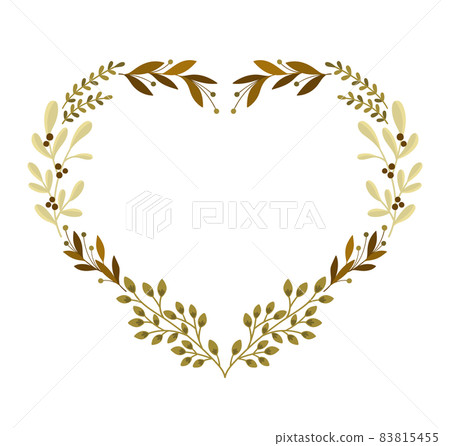 Hand-painted plant heart-shaped decorative frame - Stock Illustration ...