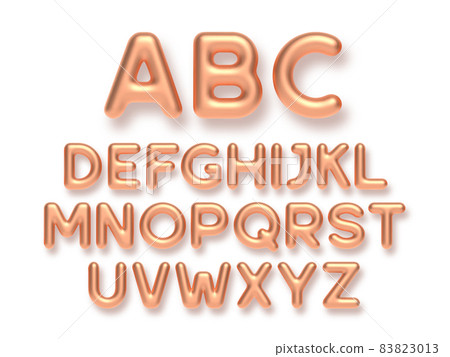 Copper metal alphabet vector set. 3d realistic... - Stock Illustration ...
