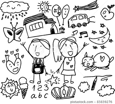 Various children's graffiti set Early childhood... - Stock Illustration ...