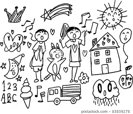 Various children's graffiti set Early childhood... - Stock Illustration ...