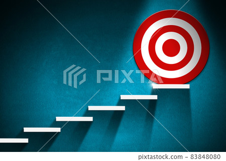 White Stair and Target on Blue Wall with Copy... - Stock Illustration ...