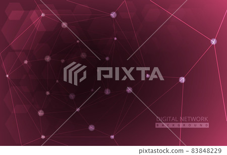 Red Hexagon Digital Network Connection Internet... - Stock Illustration ...