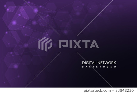 Purple Hexagon Digital Network Connection... - Stock Illustration ...