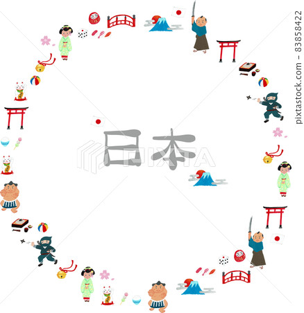 Japanese round frame with characters - Stock Illustration [83858422 ...