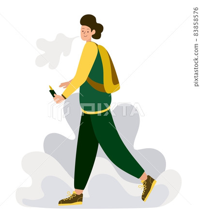 Vaping. A person with a steam vaporizer hookah... - Stock Illustration ...