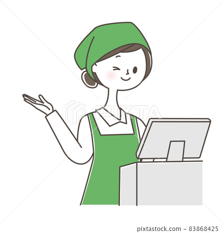 Female cashier to guide - Stock Illustration [83868425] - PIXTA