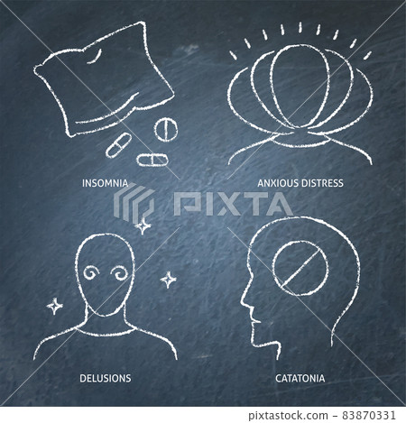 Bipolar disorder, mixed features phase icon set... - Stock Illustration ...