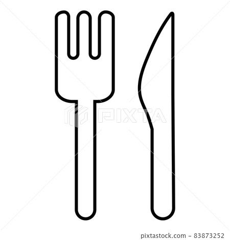 Simple fork and knife icon illustration - Stock Illustration [83873252 ...